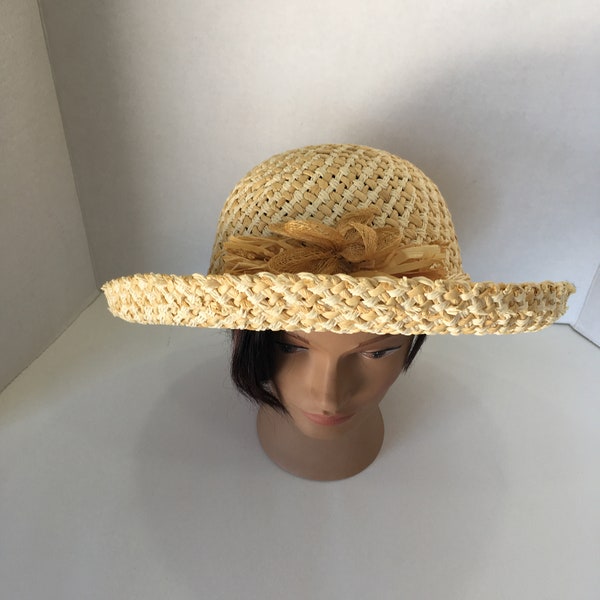 Womens Straw Rolled Brim Hats - Etsy