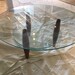 MCM Walnut Base 2 Tier Glass Top Modern Round Low Coffee Table Tapered ...