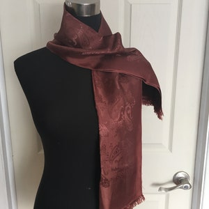 Vintage Men's Brown Paisley Pattern Opera Scarf With Fringe Unisex ...