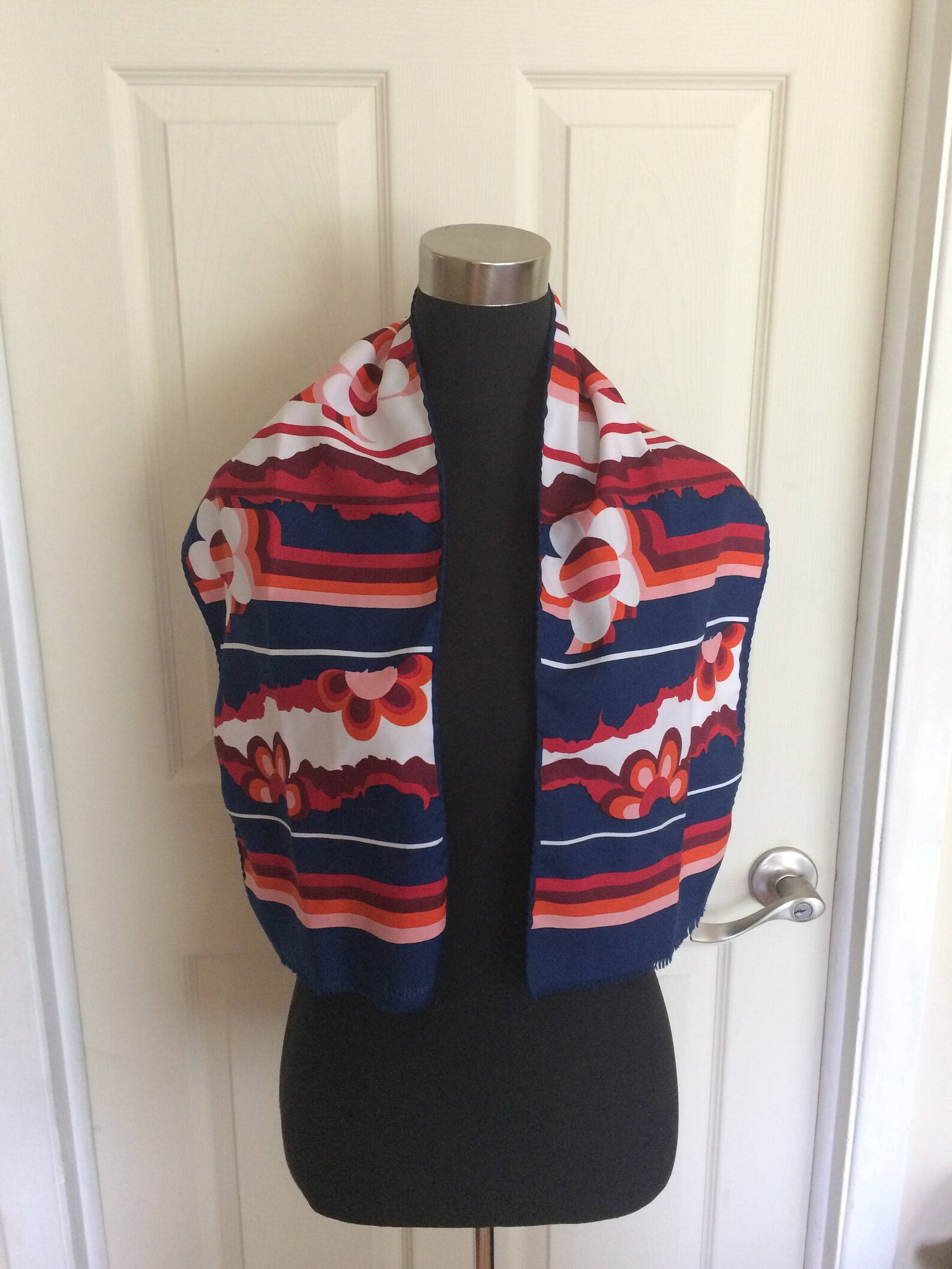 Fabulous Retro 1960s Scarf in a Pink Red and Blue Floral | Etsy