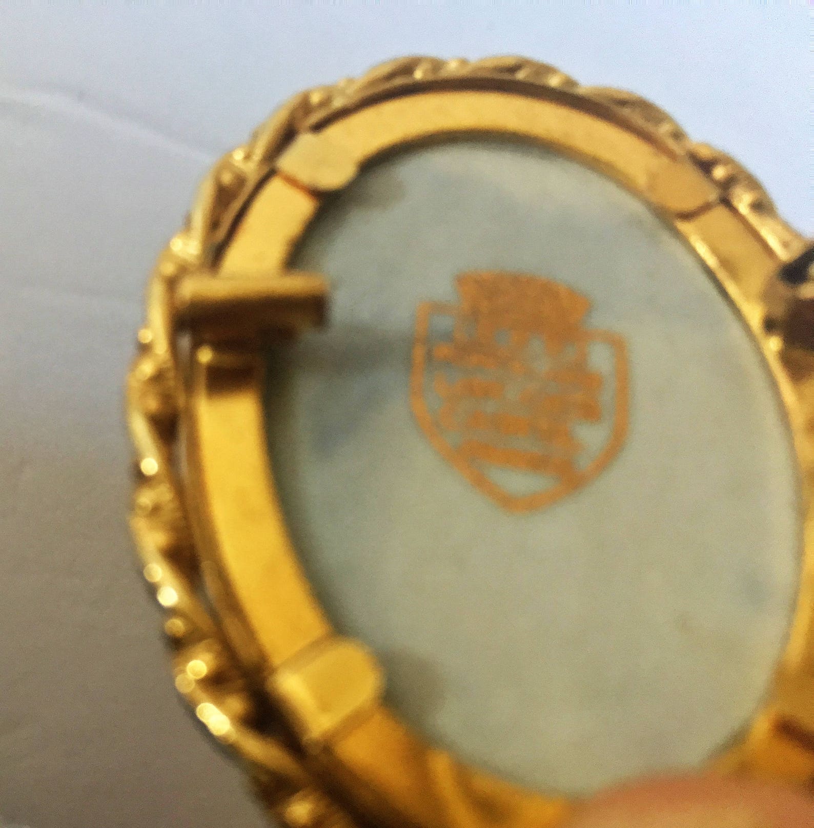 Limoges Castel Porcelain and Enamel Gold Tone Cameo Brooch Circa 1950s ...