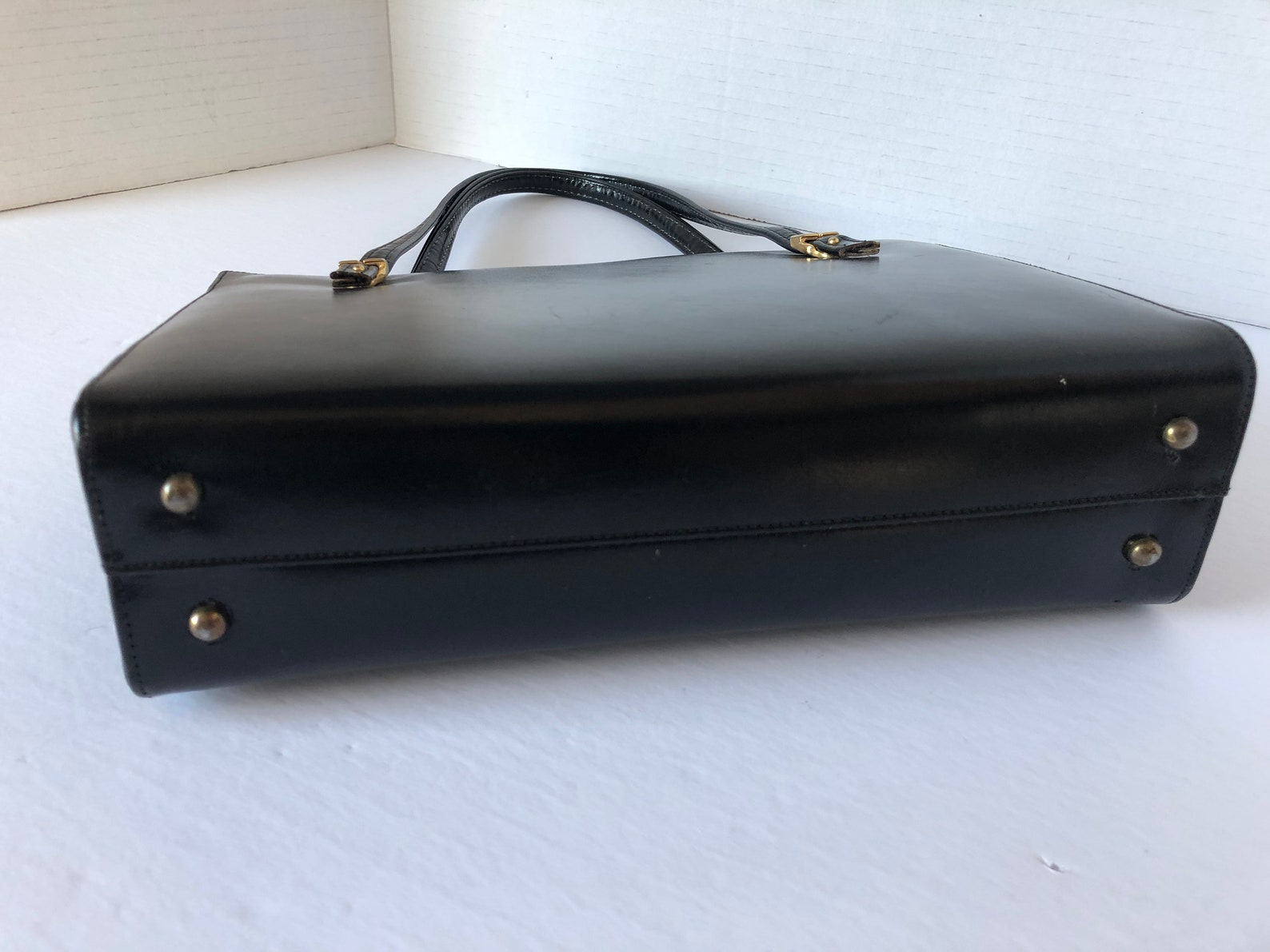 Elegant Vintage 1950s Art Deco Kelly Handbag in Black Leather - Etsy