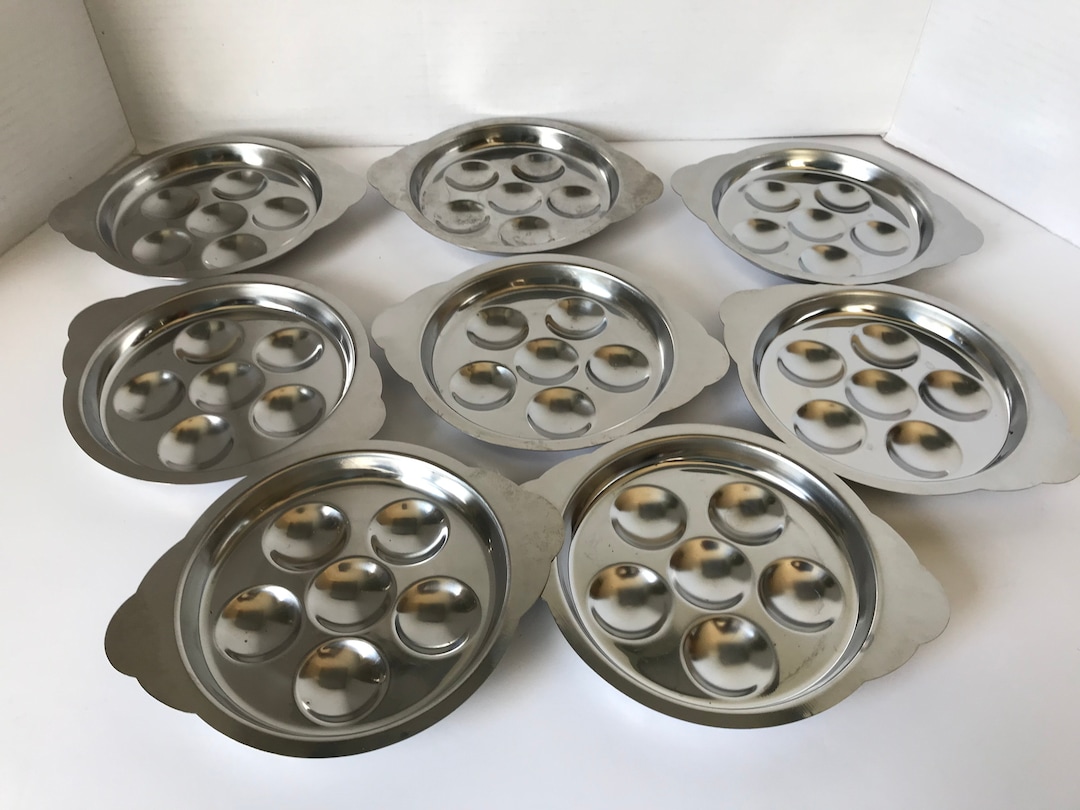Vintage Six Hole Stainless Steel Snail/escargot Dishes - Made in Japan ...