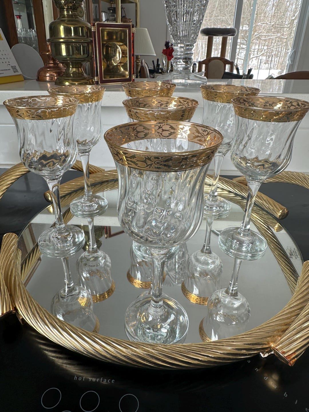 Vintage Set of 7 Cristalleria Fratelli Fumo Brothers Crystal Wine ...