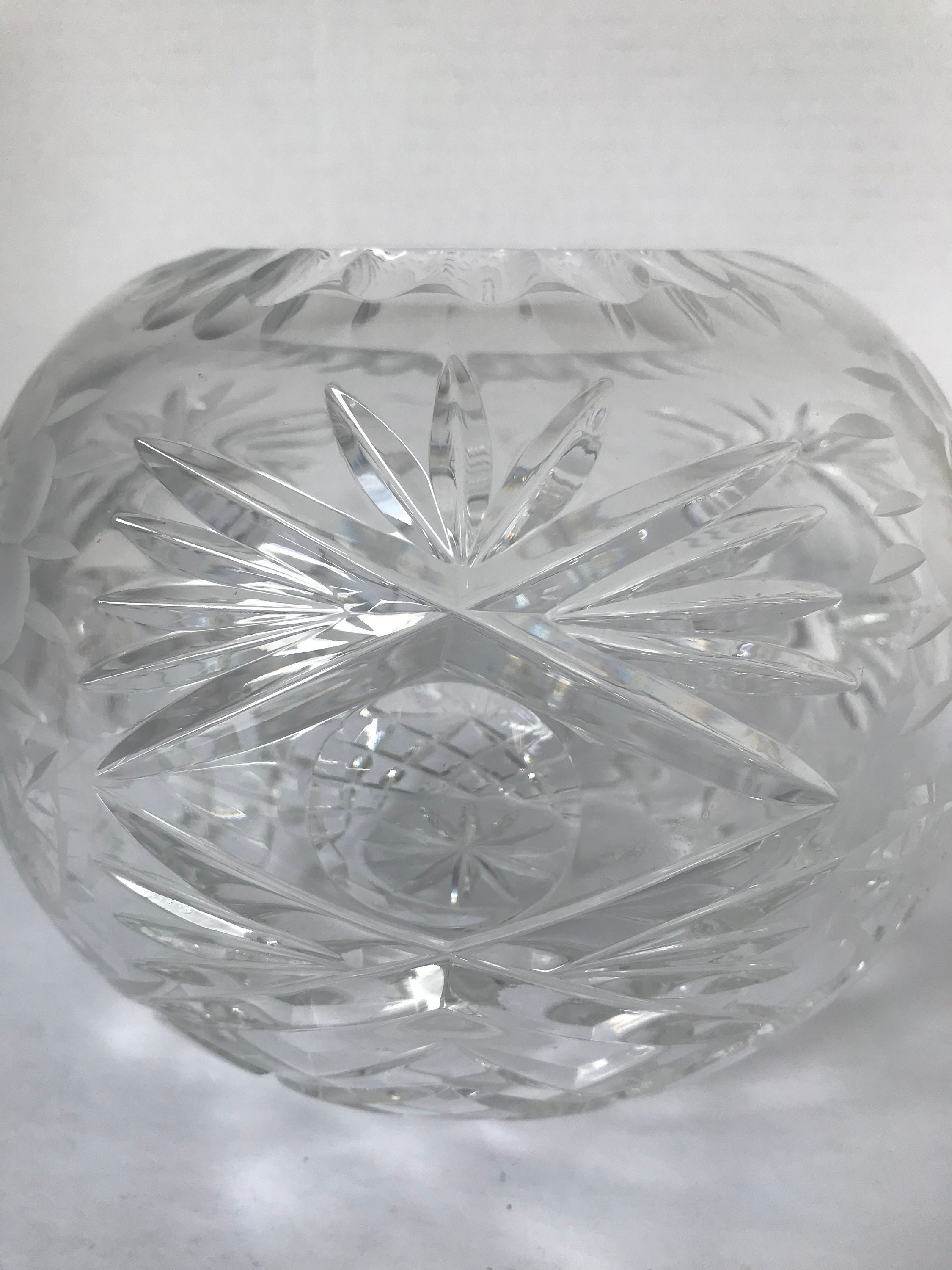 Deep Cut Crystal Rose Bowl, Crystal Rose Bowl, Posy Bowl, Cut Glass ...