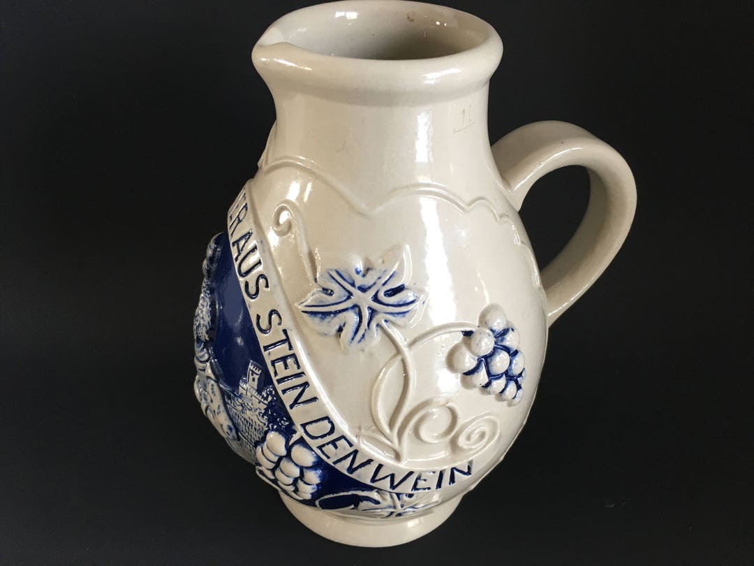 Vintage Wick Werke German Salt-glaze Stoneware Relief Wine Pitcher With ...