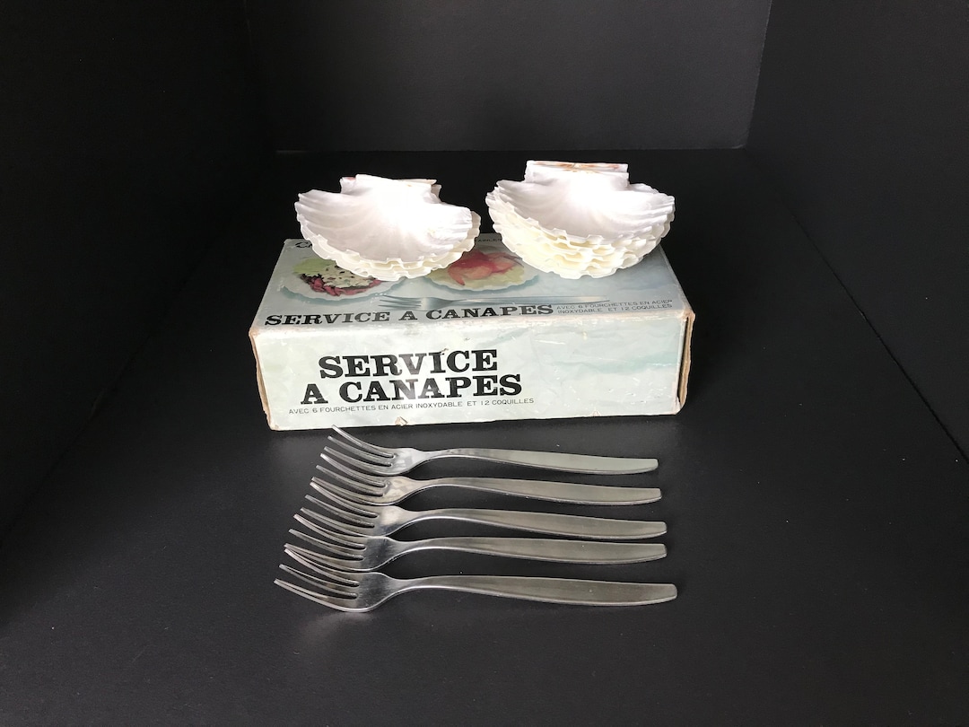 Vintage Real Canape Shells and Stainless Steel Forks Cocktail/appetizer ...