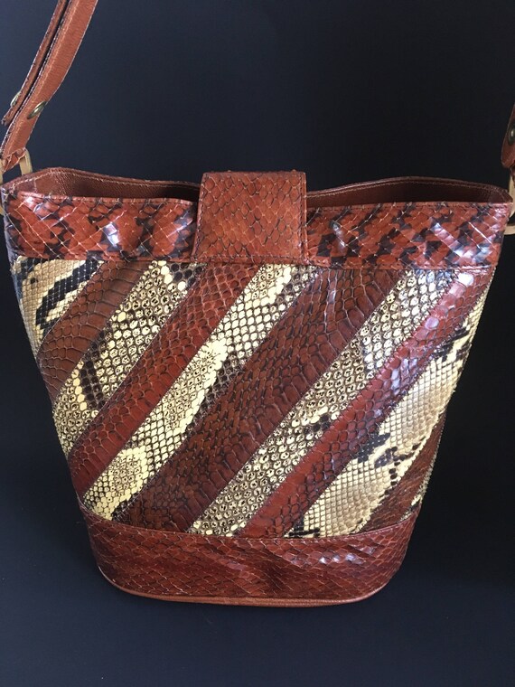 Vintage Bucket Bag Python and Snakeskin Genuine Leat… - Gem