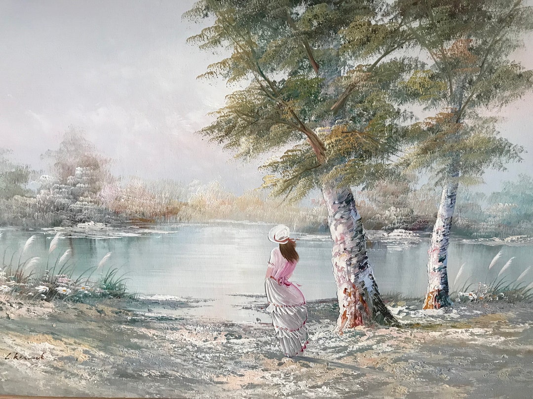 Laura Keswick - Signed Girl on the Beach Seascape Oil Painting - Etsy