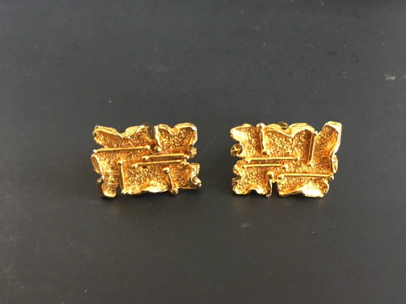 Robert Larin Vintage Brutalist Gold Gilt Cufflinks Rough - Etsy