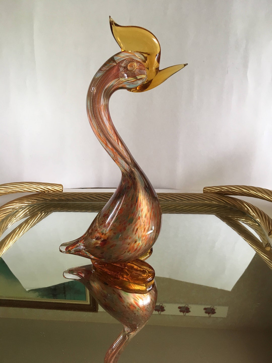 Vintage Murano Seguso Amber and Gold Fleck Bullicante Duck Sculpture - Etsy