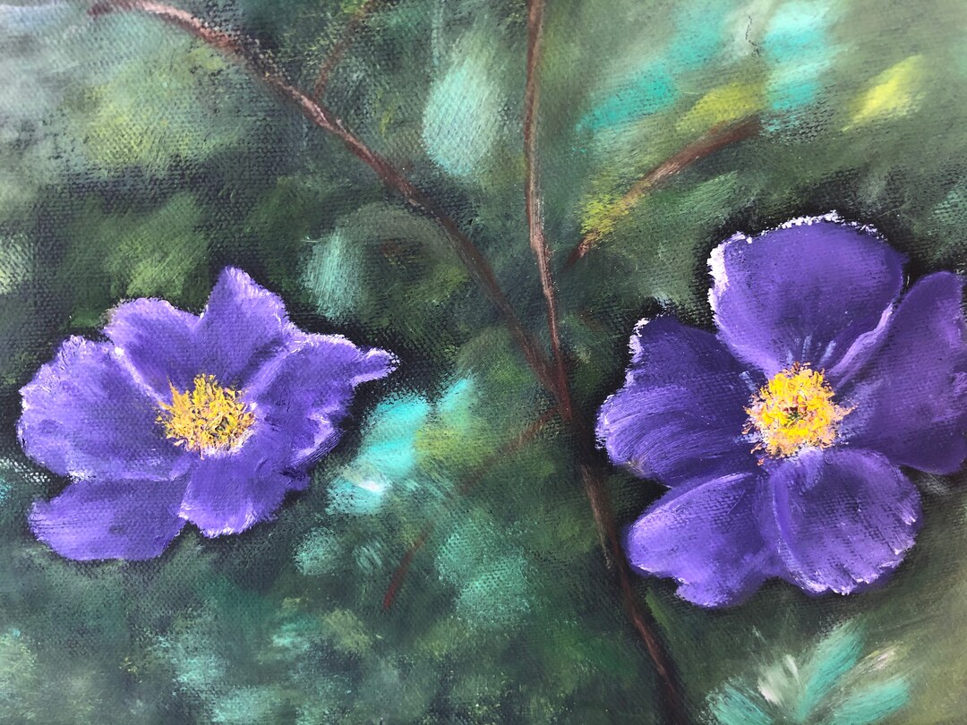 Violets, Floral Oil Painting Canvas Art Original Flowers, Contemporary ...