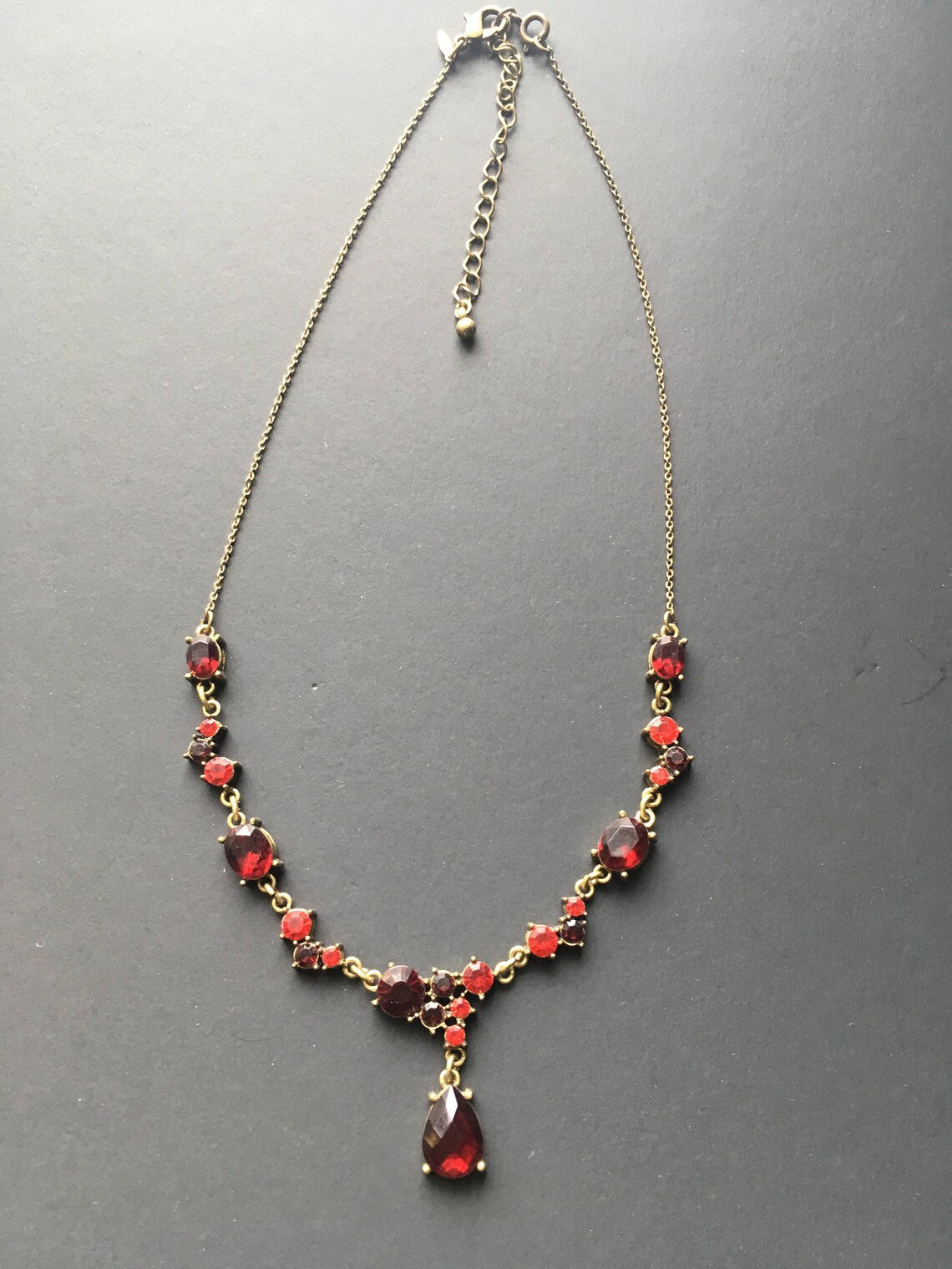 Ruby Red Crystal Necklace Signed Avon Vintage Rhinestone | Etsy