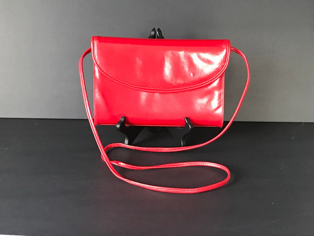 Vintage Red Envelope Purse, Vintage Leather Handbag, Red Evening Bag ...