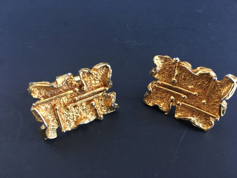 Robert Larin Vintage Brutalist Gold Gilt Cufflinks Rough - Etsy