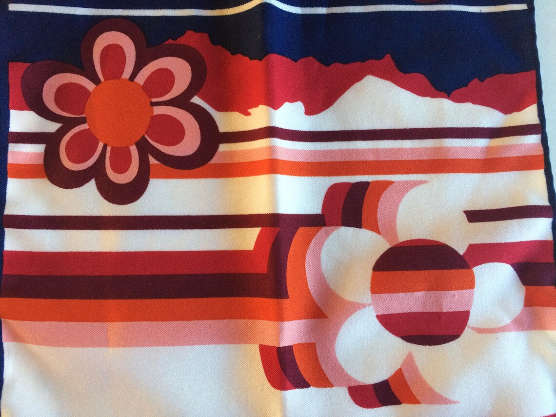 Fabulous Retro 1960s Scarf in a Pink Red and Blue Floral - Etsy