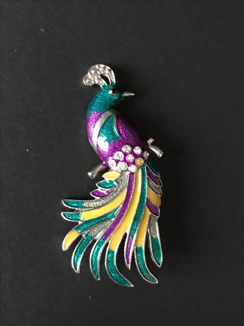 Spectacular Bird of Paradise Peacock Pin Enamel and | Etsy