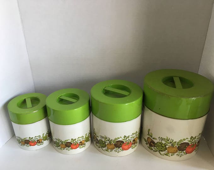 Vintage 1970s Japan Tin Canisters MCM Nesting Canister Set Spice of ...