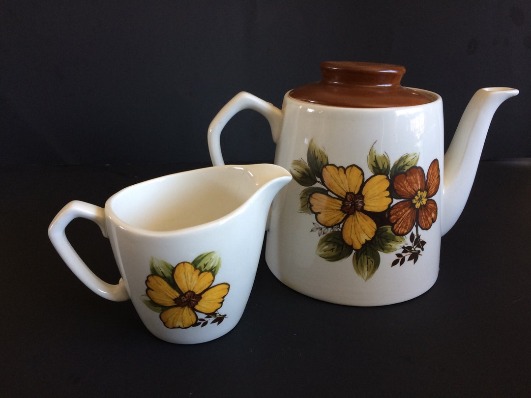 Vintage Ironstone Ware Woodstock Pattern Teapot and Creamer by Myott of ...