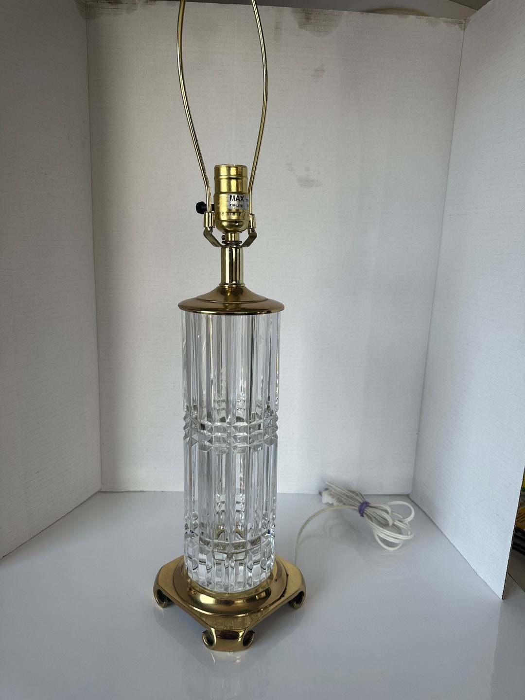 Vintage Crystal Hand Cut Crystal Lamp Base Hollywood Regency Lamp ...