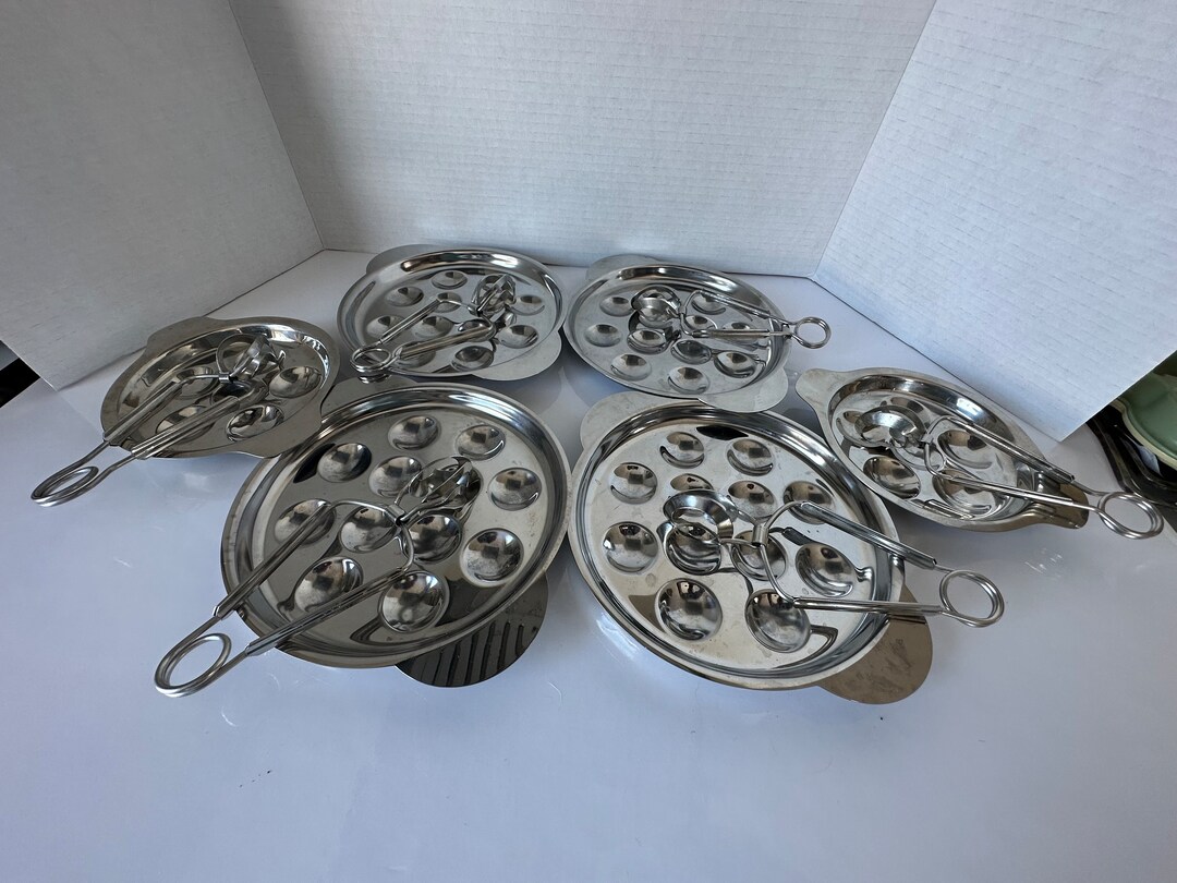 Vintage French Snail Baking/serving Pans Stainless Steel Escargot Pans ...
