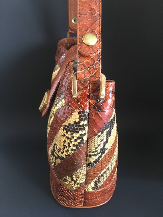 Vintage Bucket Bag Python and Snakeskin Genuine Leat… - Gem