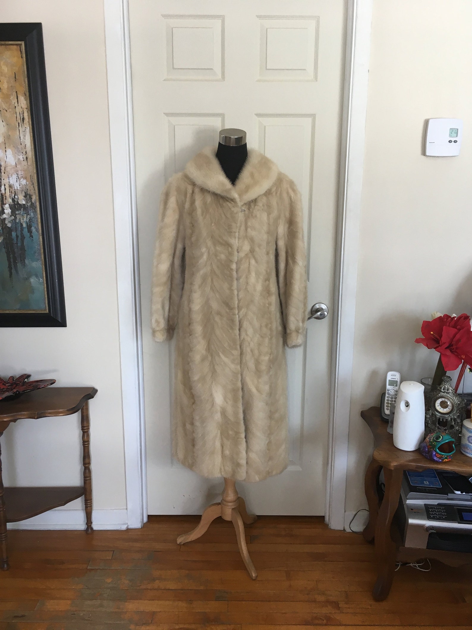 1980s Vintage Mink Chevron Cut Winter Coat Fur Coat Wing | Etsy