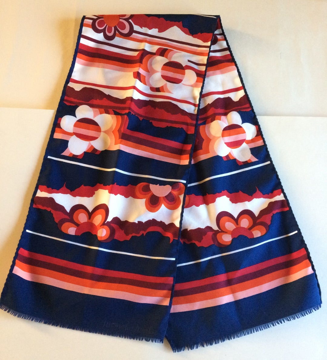 Fabulous Retro 1960s Scarf in a Pink, Red and Blue Floral Pattern Hand ...