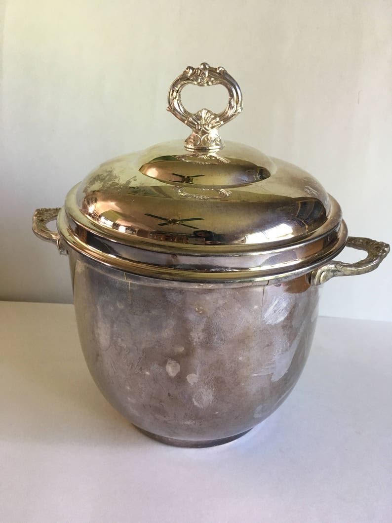 Sheridan Silverplate Ice Bucket With a Milk Glass Pyrex Insert | Etsy
