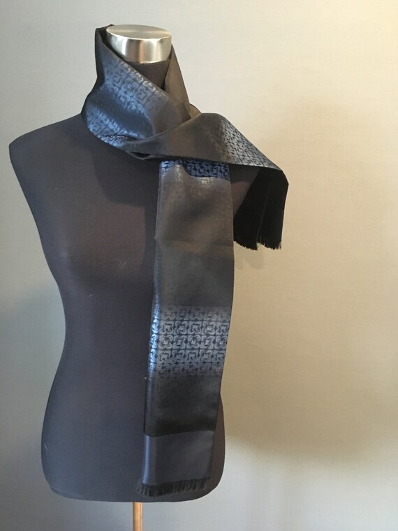 Vintage 1980's/90's Men's Black and Blue Opera Scarf … - Gem