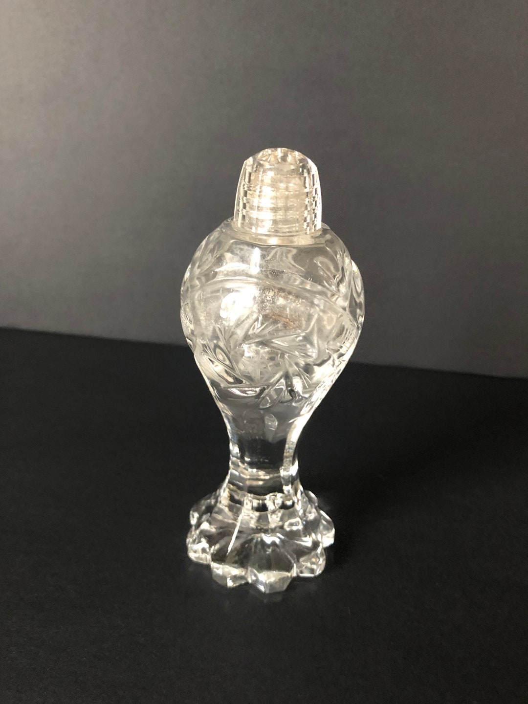 Vintage Glass Top Salt or Pepper Crystal Pedestal Shaker, Pinwheel ...