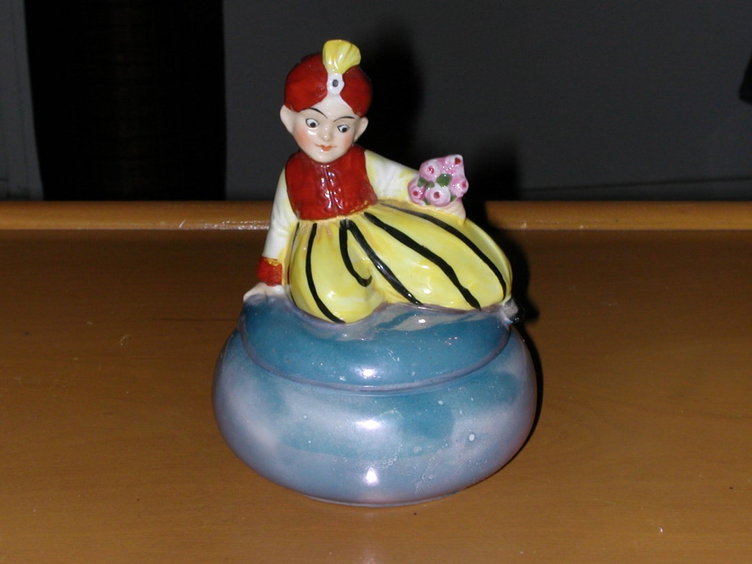 Art Deco Arabian Prince Sultan German Porcelain Dresser Powder Jar Box Lustreware - Etsy