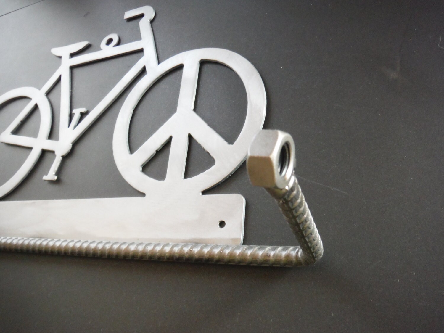 Bike With Peace Sign Wheel Metal Art With Hooks for Hanging Items - Etsy UK