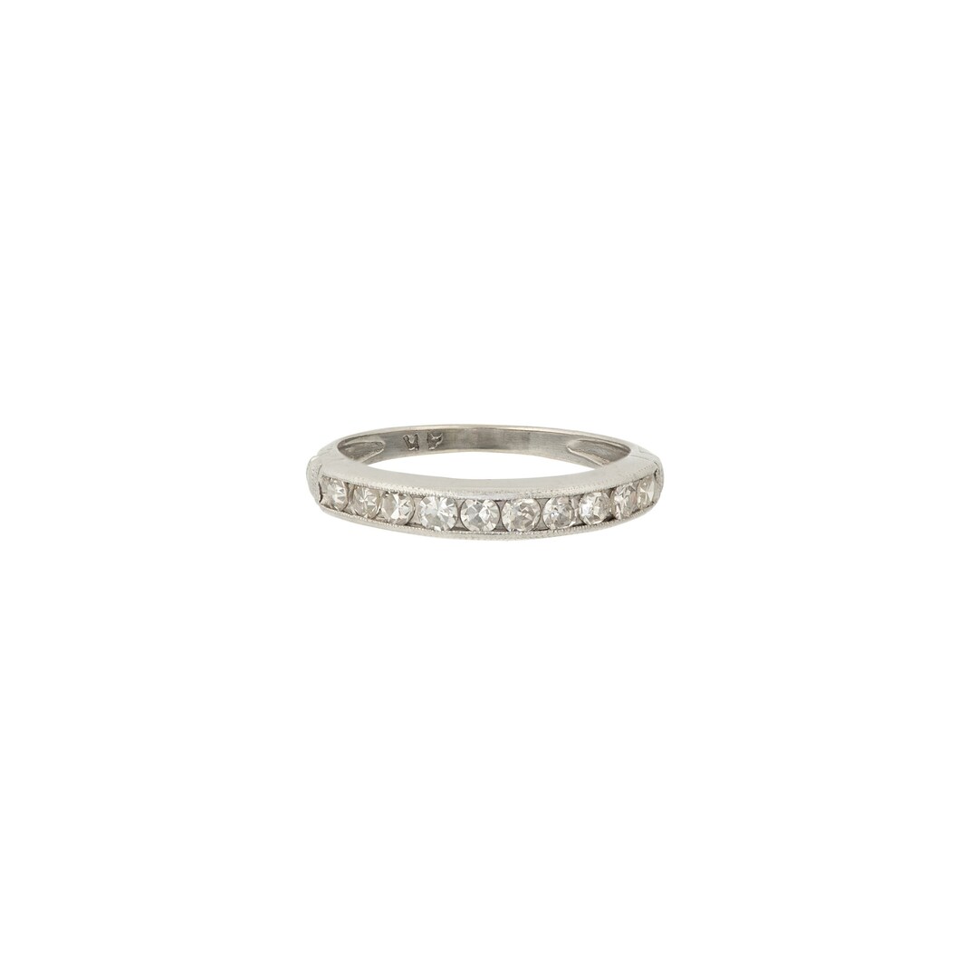 Vintage Art Deco Channel Set Diamond Wedding Band 14K White - Etsy