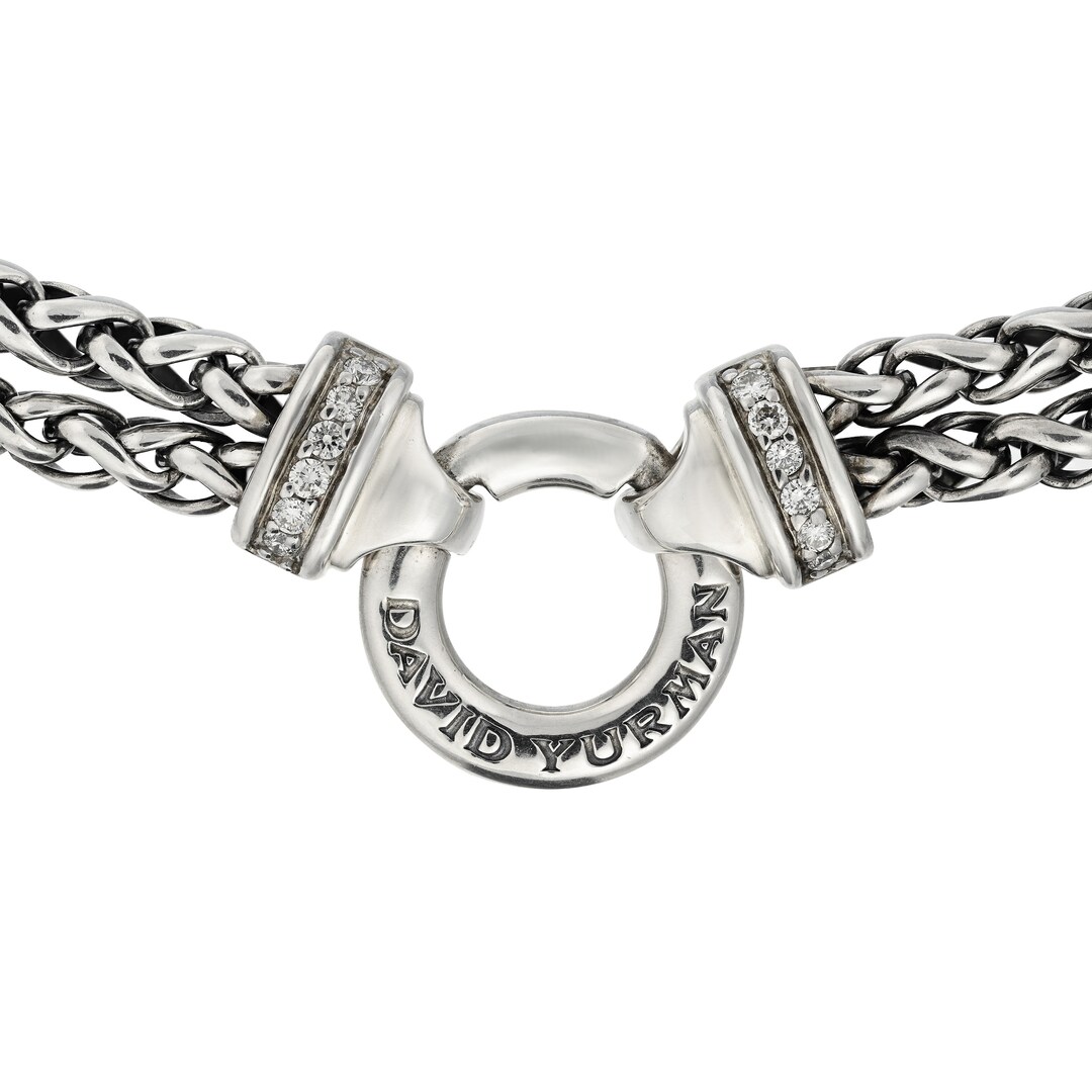 David Yurman Diamond Double Wheat Chain Necklace in Sterling - Etsy