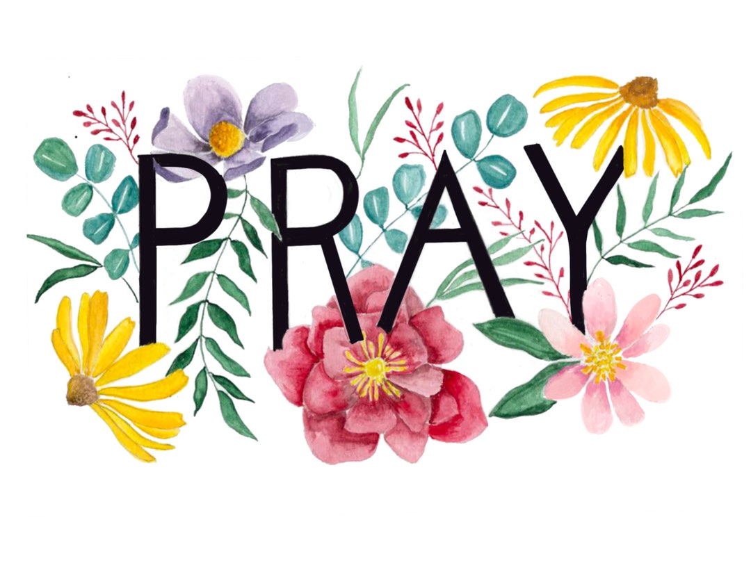 PRAY Floral Art Digital Download - Etsy