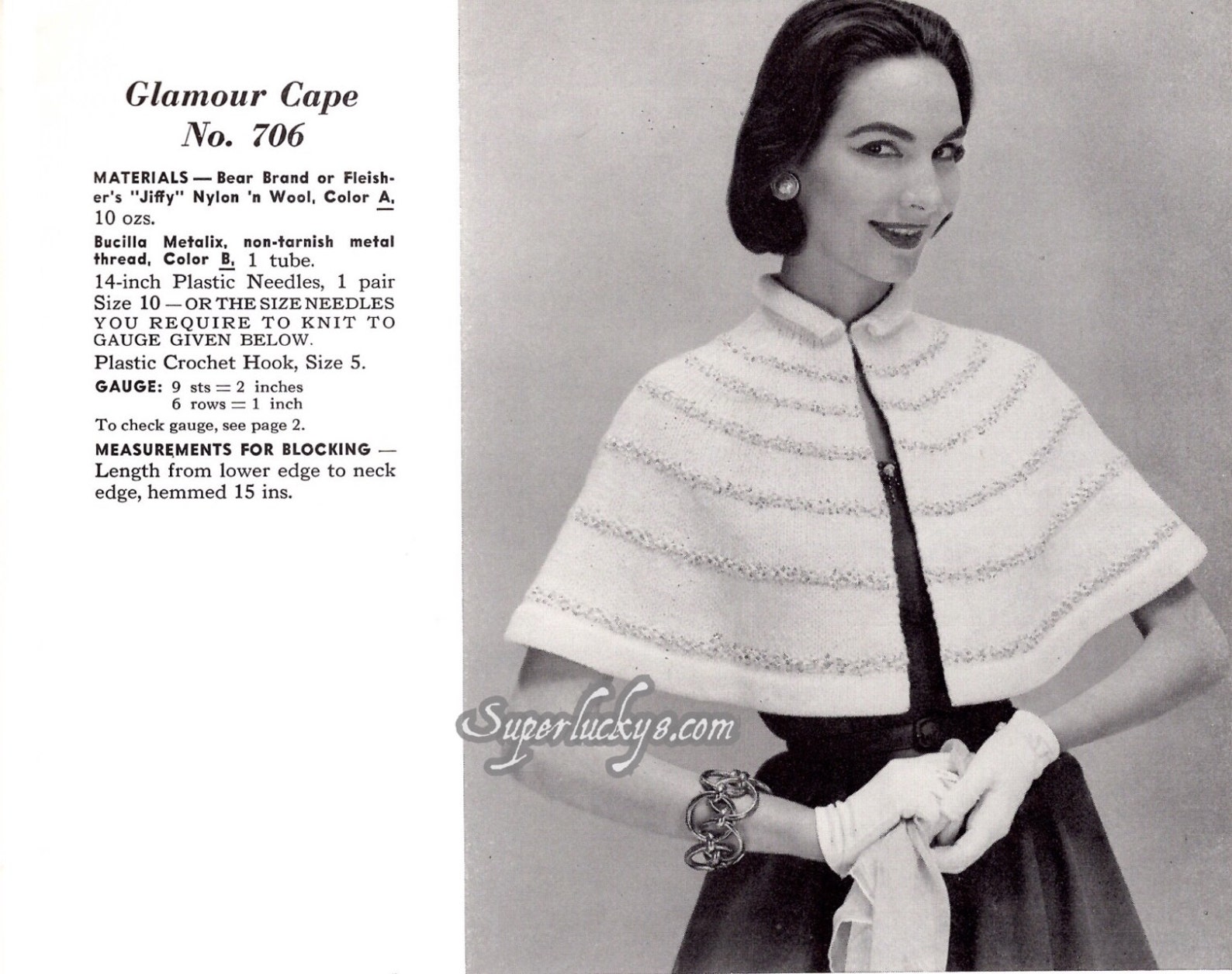 Vintage Cape Knitting Pattern in PDF Instant Download Version | Etsy