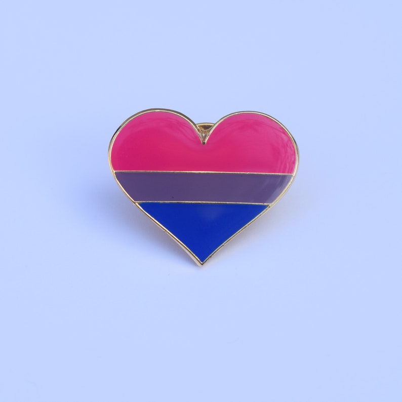Bisexual Pride Flag Heart Shaped Enamel Pin Etsy