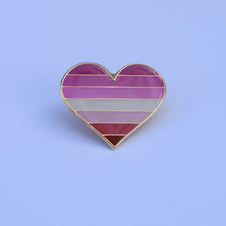Lesbian Pride Flag Heart Shaped Enamel Pin Etsy
