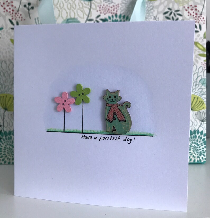 Cat Birthday Card Handmade Birthday Card Cat Lover Card | Etsy