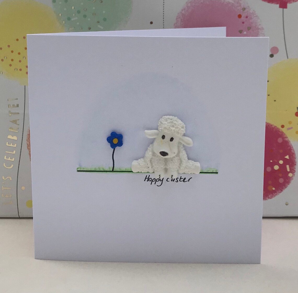 Easter Card - Happy Easter Card - Hand Embossed - Easter Lamb Cards ...