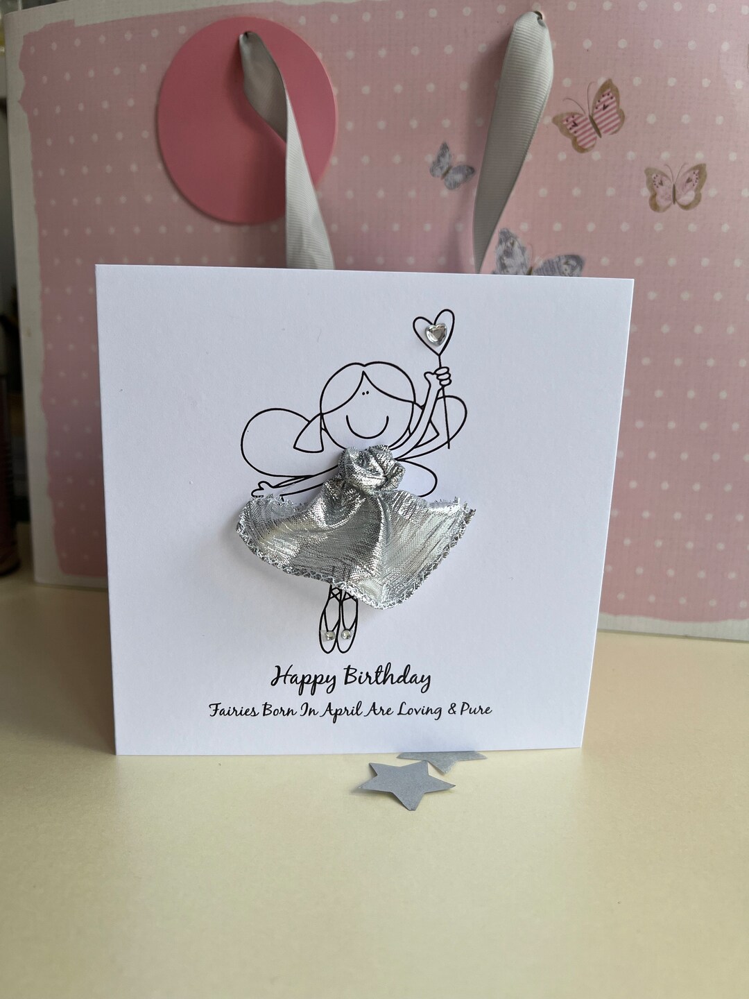 April Fairy Birthday Card - Handmade and Embellished - Birthday Card ...
