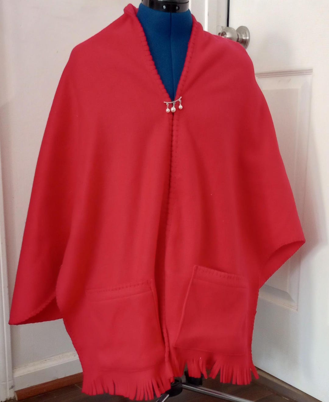 Red Shawl Poncho - Etsy