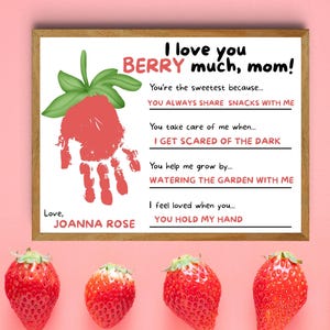 Mother's Day Handprint Strawberry Printable | I Love You Berry Much ...