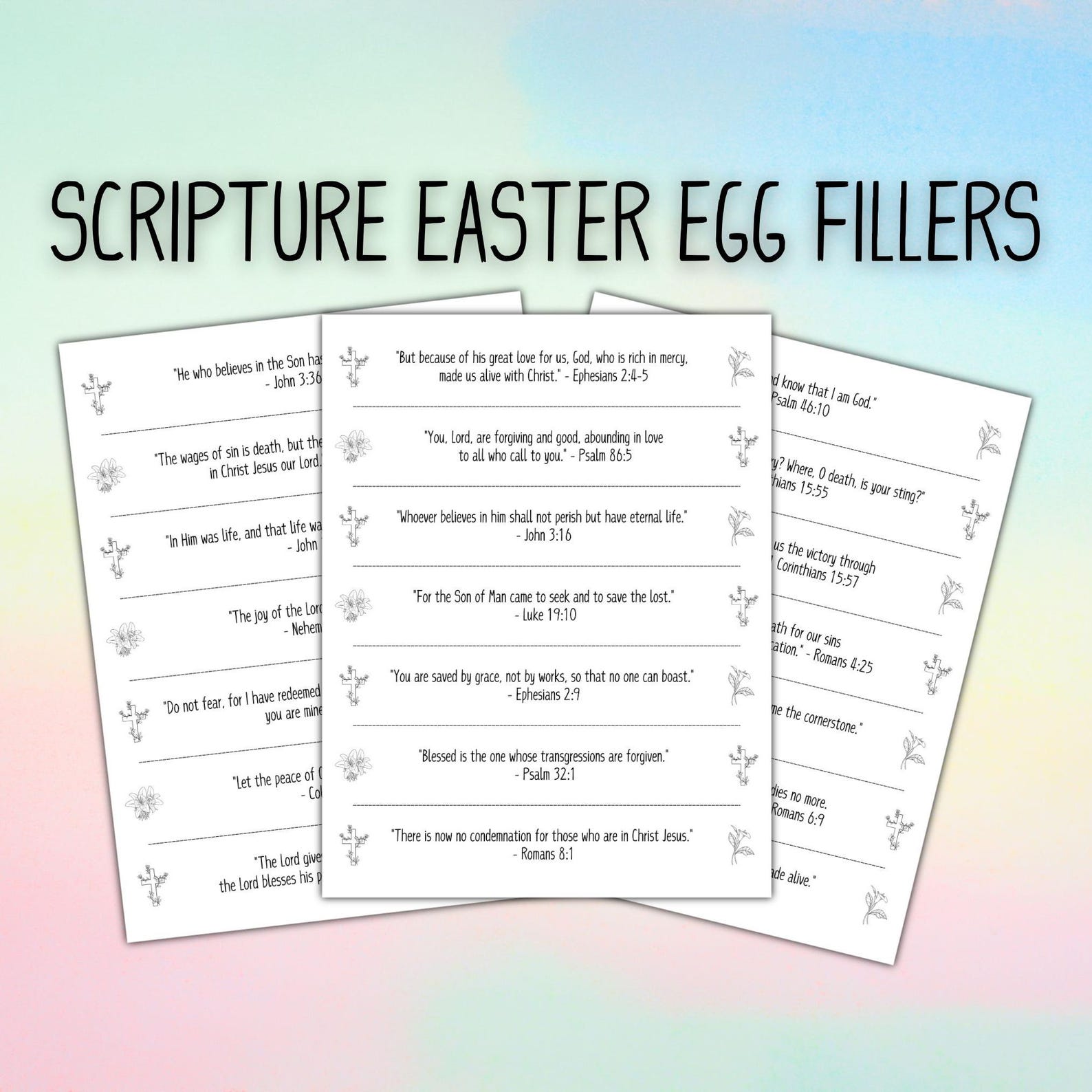 Scripture Easter Egg Fillers: Bible Verse Cards (digital Download) - Etsy