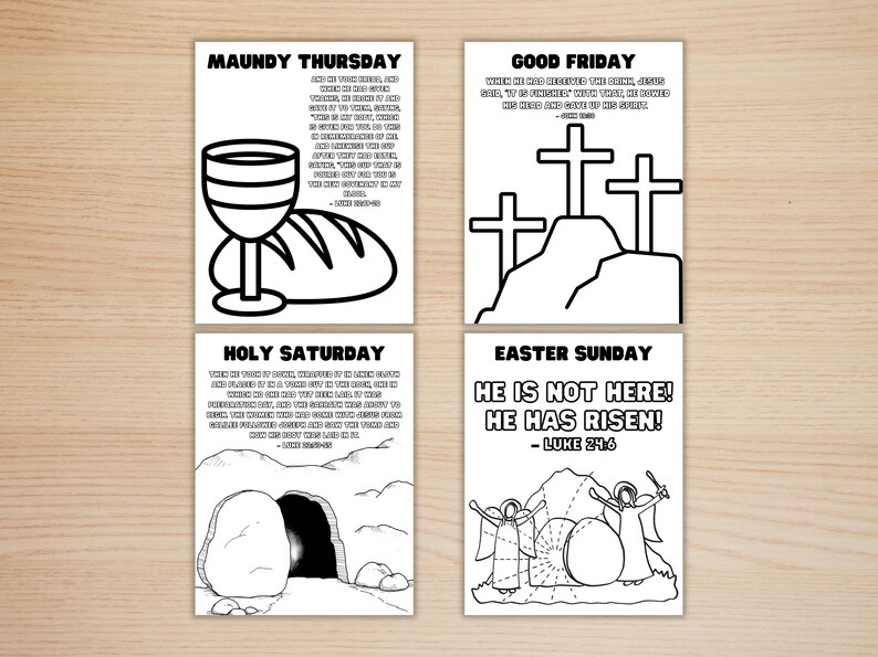 Holy Week Easter Story Coloring Pages for Sunday School (digital ...