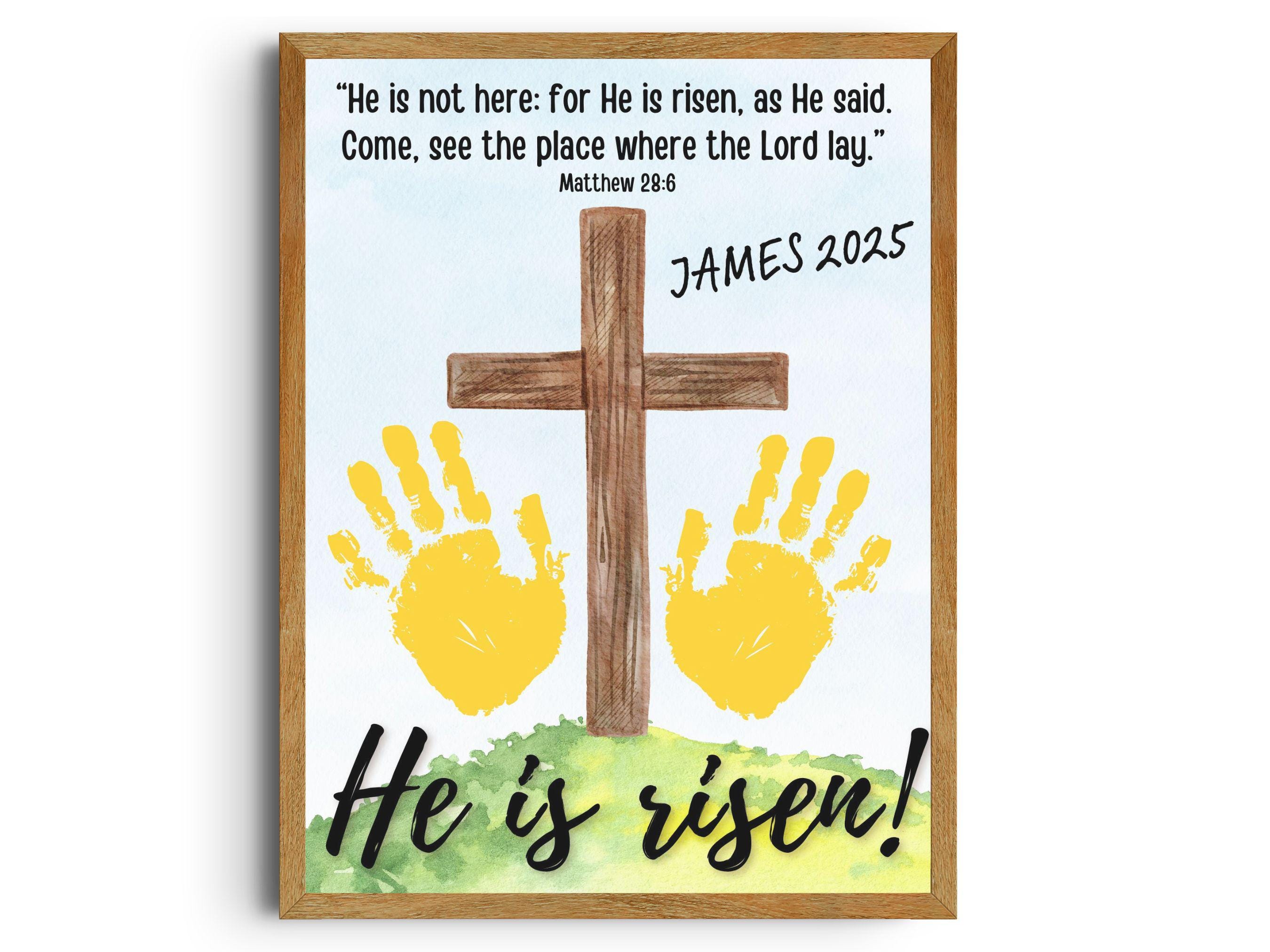 Easter Baby Handprint Art | He is Risen Cross | Christian Spring ...