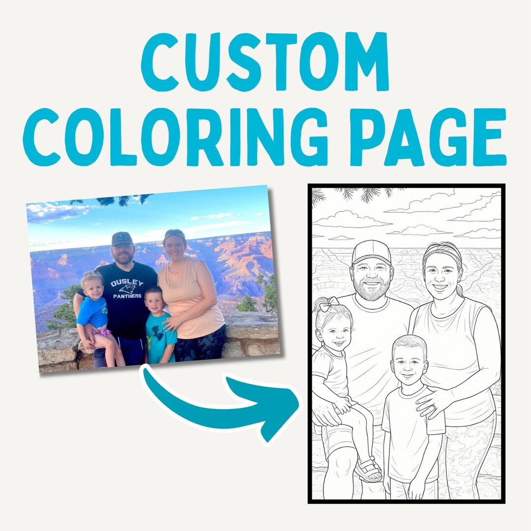 Custom Coloring Page From Photo | Printable Line Art for Kids | Digital ...