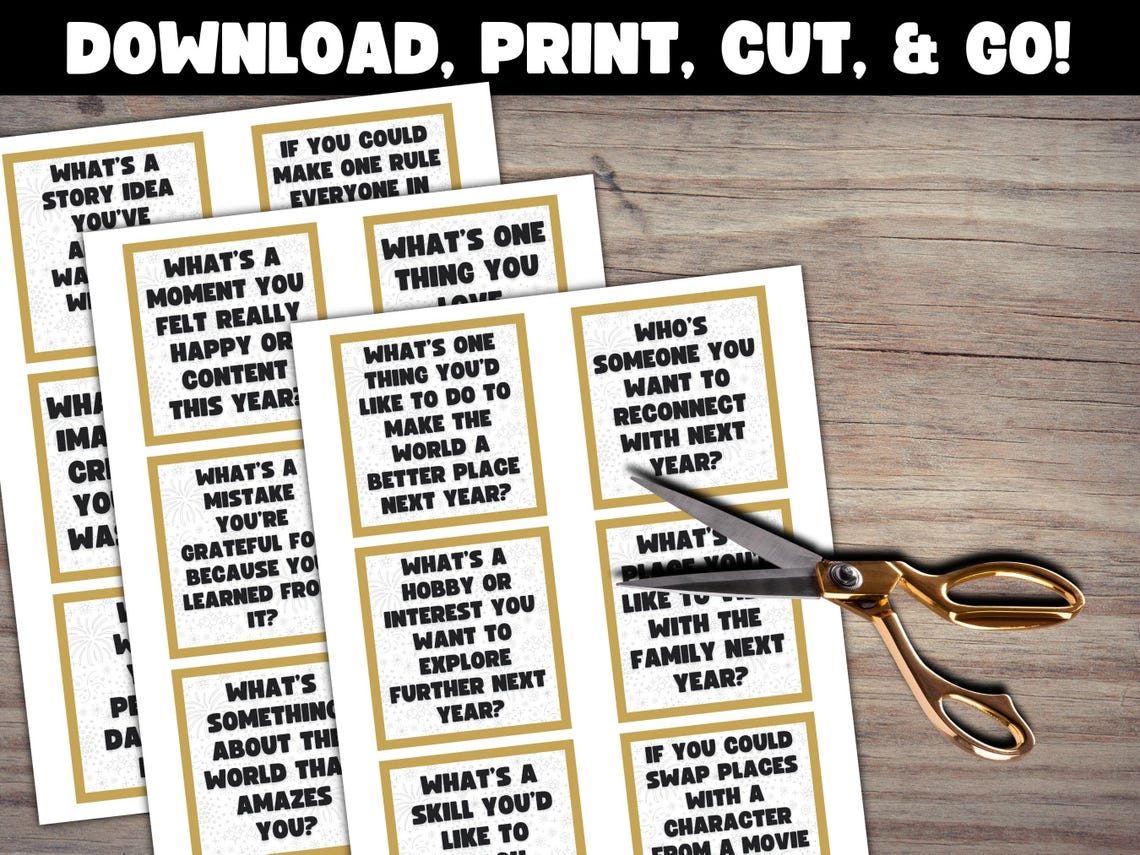 New Year's Eve Conversation Cards: Family Reflection Game (instant ...