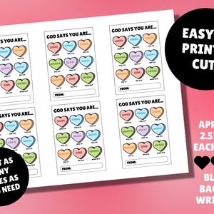 Scripture Candy Hearts Valentine Cards: God Says You Are (printable ...